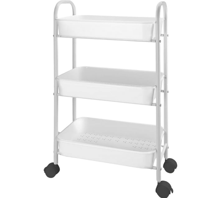 Generic F20-14-4 3-layer White Storage Steel Kitchen Trolley (Pre ...