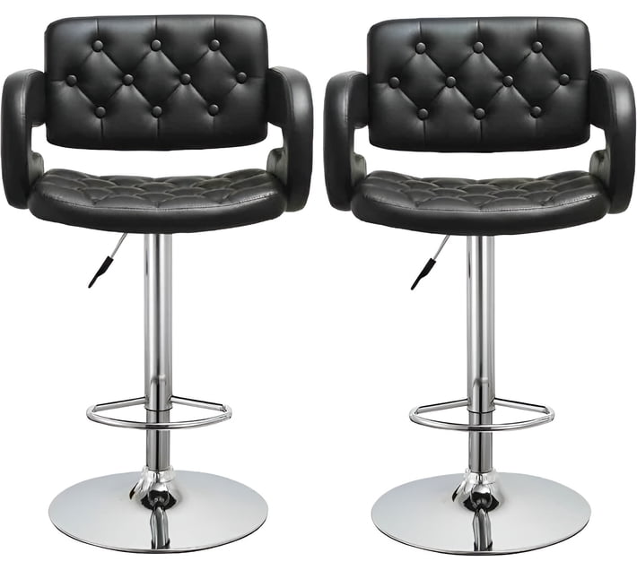 Buy SMTE Swivel Bar Stool Leather Bar Stool (Finish Colour - Black, DIY ...