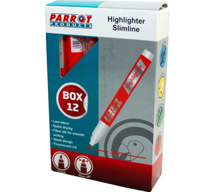 Buy Parrot Products Highlighter Marker Slimline (Box of 12 - Yellow ...