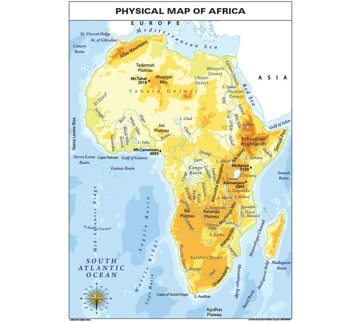 Chart: Physical map of africa (Wallchart) | Makro