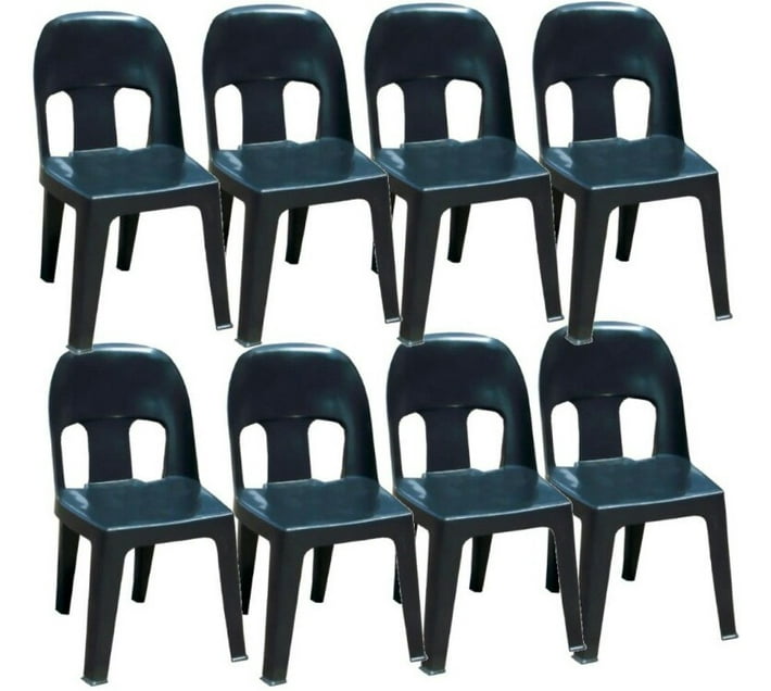 Buy plastic chairs 1232 Plastic Stackable Chair (black, 8 Chairs, Knock ...