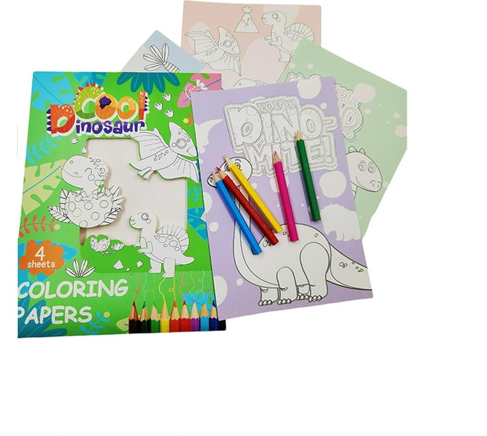Creative Painting Coloring paper 4 pics Dinosaur (Green) | Makro