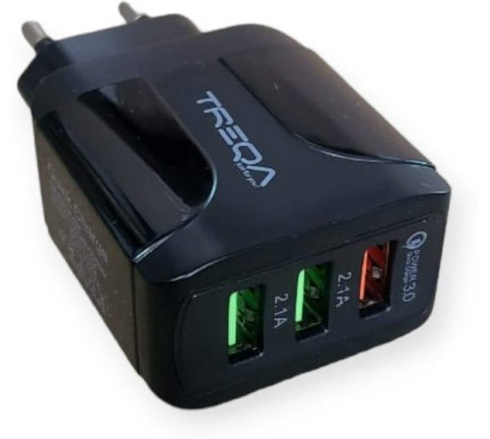 TREQA 2.1 A Multiport Mobile Charger (Black) | Makro
