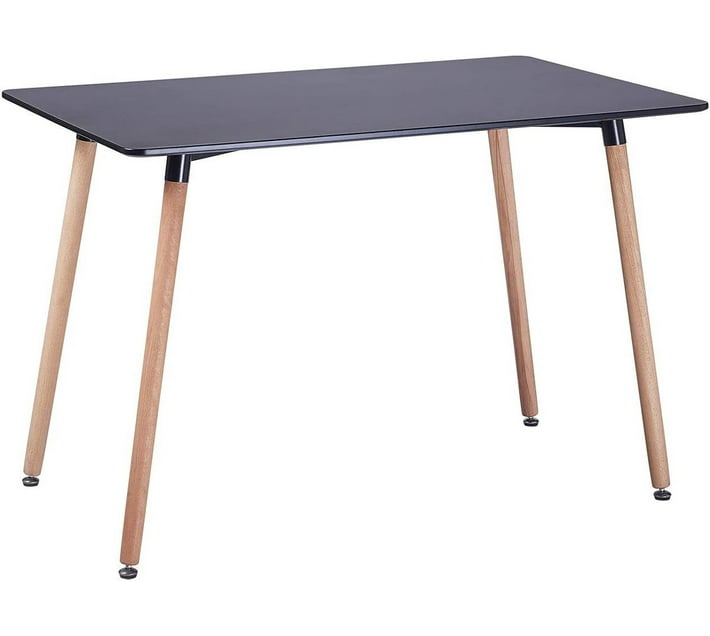 Buy SMTE Rectangular Table for 4 People Dining with Wooden Leg - Black ...