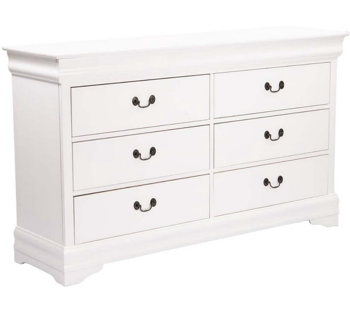 Louise DF0904056 Solid Wood Free Standing Chest of Drawers Finish Colour White DIY Do It Yourself Makro