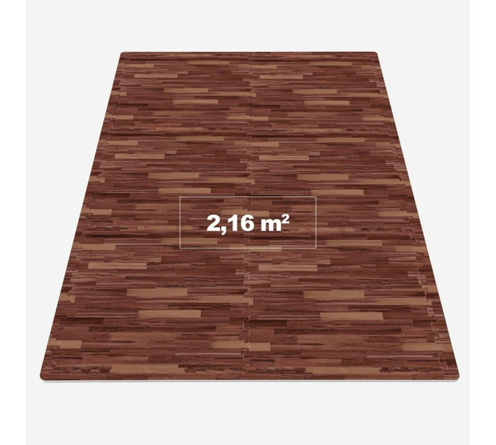 Gorilla Sports Floor Mat Set - 6 Mats 12 Edges - Dark Wood Effect Home ...