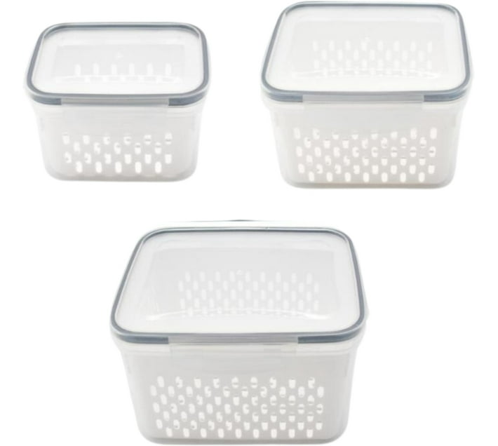 Buy Eotia Plastic Grocery Container - 3300 ml (Pack of 3, White) in ...