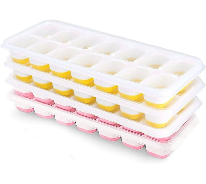 HomewareOnline 4 pcs Silicone Ice Cube Trays with lid Plastic, Silicone ...