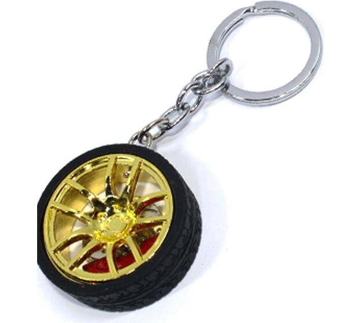 Generic Keyring with Alloy Wheel & Tyre and Brake Caliper Design (Gold ...