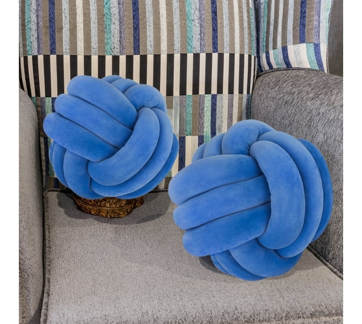 Creative Deco Wool Solid Cushion Pack of 2 (Blue) | Makro