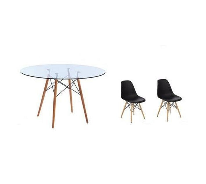 Someones In A Makro Smte 3 Piece Glass Table And Black Wooden Leg
