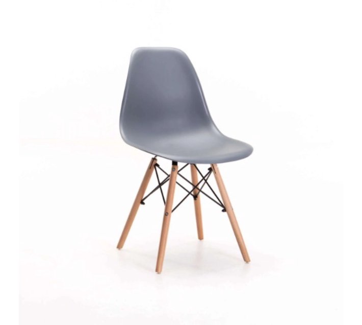 Someone’s in a Makro Grey dining chair - Plastic with wooden legs ...