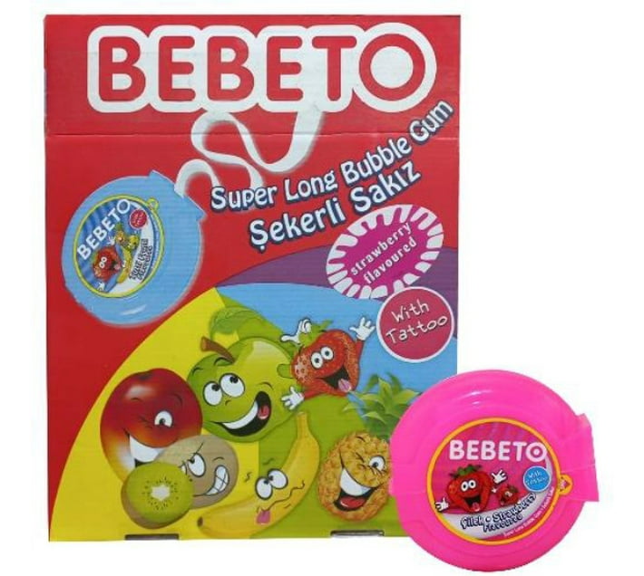 Bebeto Bebeto Super Long Bubble Gum Strawberry Box Box (5 kg) | Makro