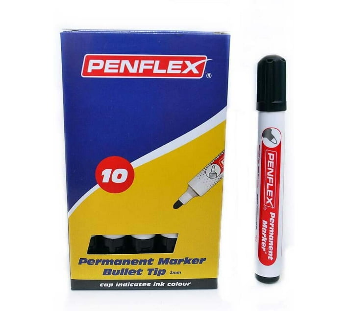 Penflex PM15 Permanent Markers.Bullet Tip.Box of 10 (Red) | Makro