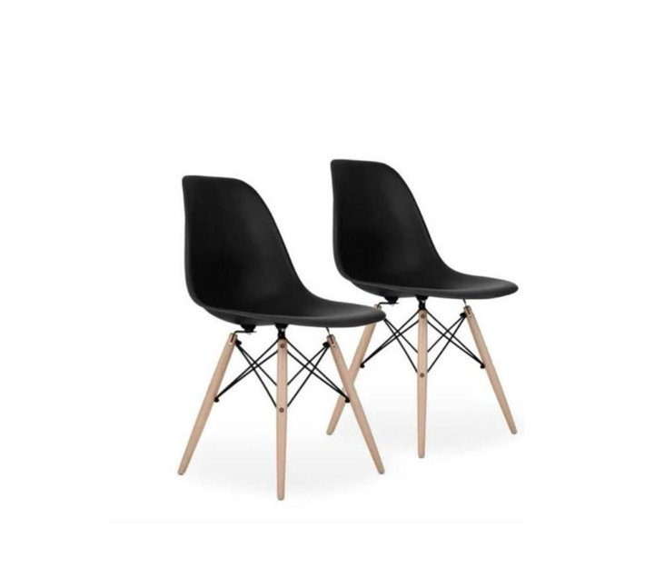 Black Modern Style Dining Chair Shell Plastic Chair with Wooden Legs ...