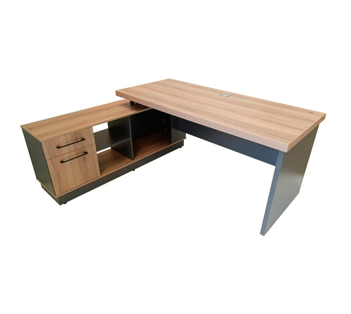 Brighton Corner Desk 180cm - Left (Sahara & Storm Grey) | Makro