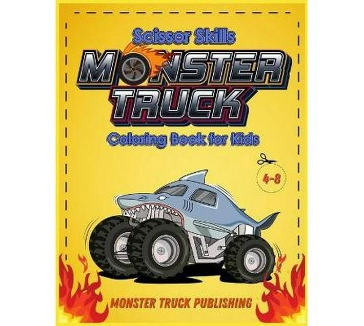 Monster Trucks Scissors Skills coloring book for kids 4-8 : A Gorgeous ...
