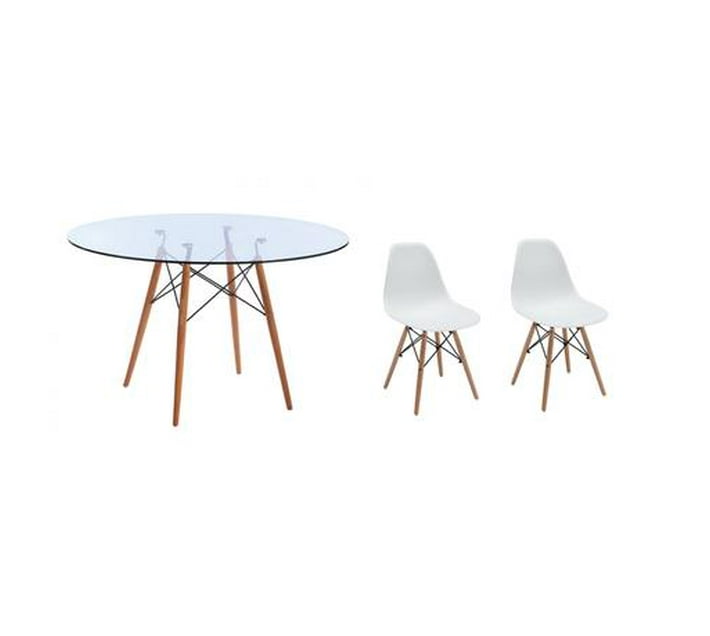 Someones In A Makro Smte 3 Piece Glass Table And White Wooden Leg