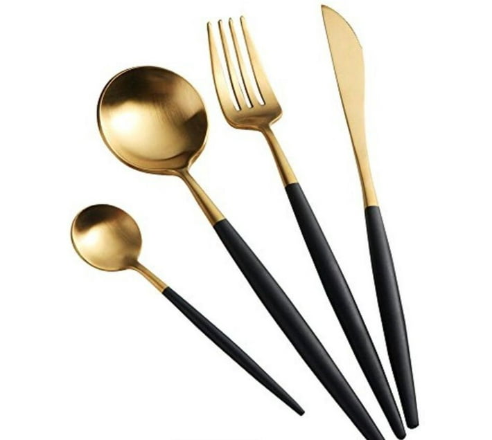 Buy SMTE Black and Gold Stainless Steel 4 Piece Set Polypropylene ...