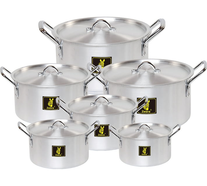 Buy Zebra 12 Piece Pots Set Q7 Aluminium Cookware Set (12 - Piece) in ...