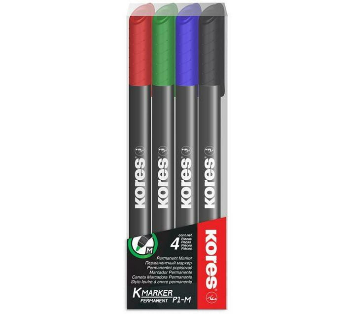 Kores Permanent K-Marker Fine Set of 4 Mixed Colours | Makro