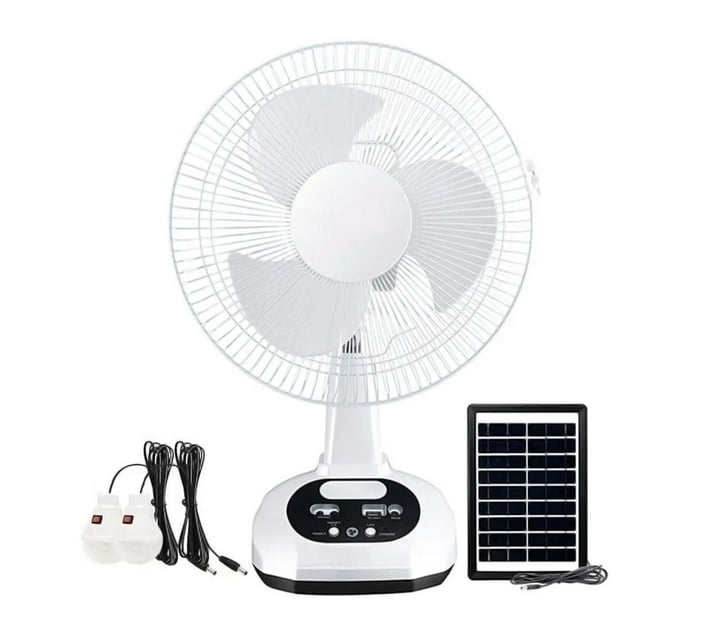 Battery Operated 12 Inch Solar Powered Electric Fan | Makro