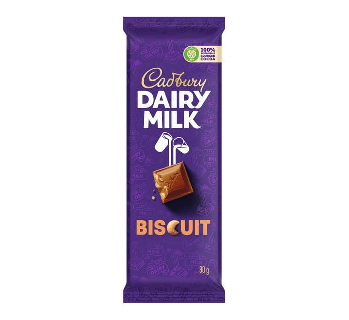 Buy Cadbury Dairy Milk Biscuit Chocolate Slab 80g in Bulk | Makro Business