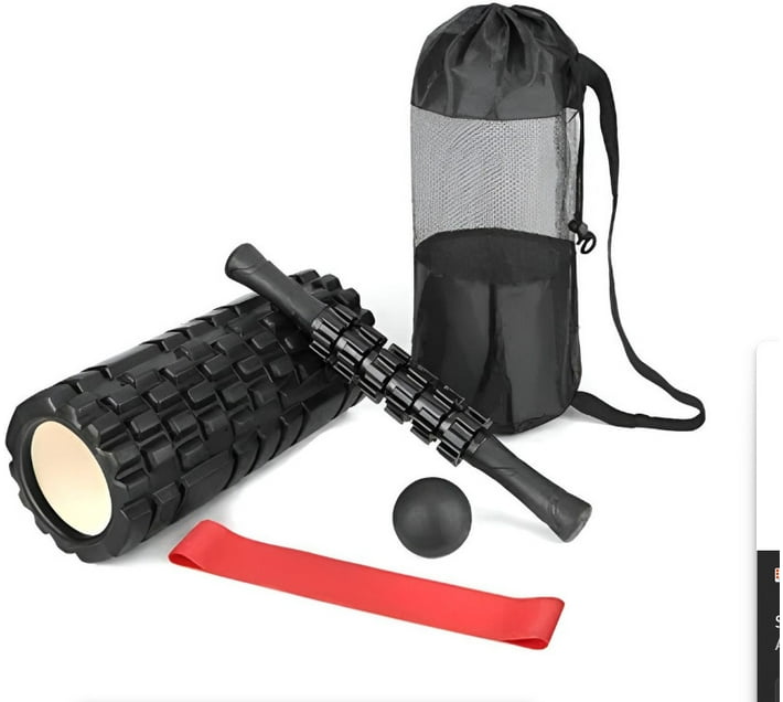 HOME GYM 5 in 1 Foam Roller Set for Deep Tissue Muscle Massage - Black ...