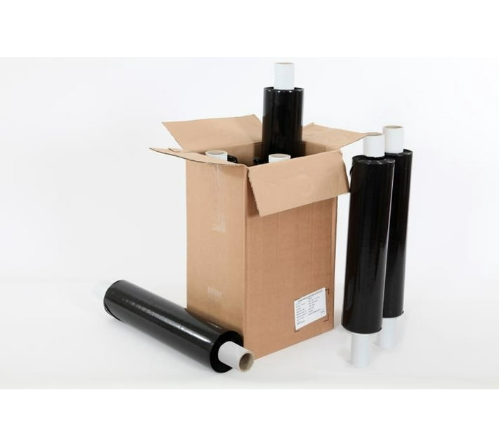 WOODLY 40 cm Black Pallet Wrap with Handle 400m Removable Sticker (Pack ...