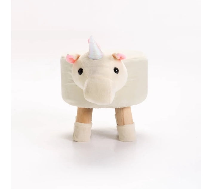Kiddies Unicorn Stool Solid Wood Bar Stool (Finish Colour - White ...