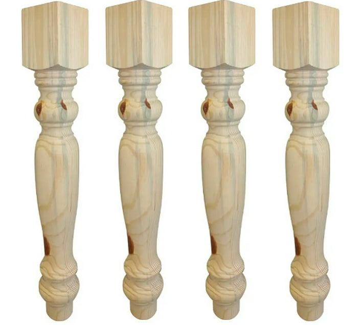 Woodly Classic Table Leg, H750mm x 130mm, Raw Pine set of 4 Table Legs ...