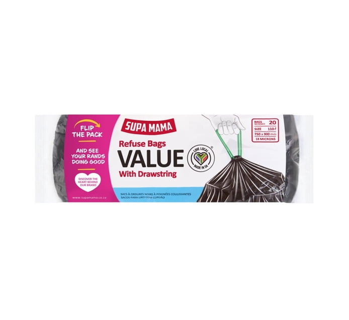 Buy Supa Mama Value Refuse Bags With Drawstring 20 Pack in Bulk | Makro ...