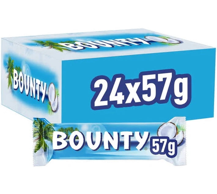 MARS Bounty Coconut & Milk Chocolate Bars 57g (Pack of 24) Milk ...