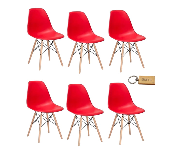 Someone’s in a Makro 6 x Wooden Leg Chairs - Red +Smte Keyring Mood