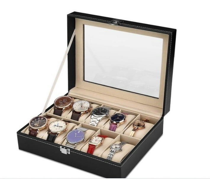 Generic Luxury Leather Packing Carton Watch Box Watch Box (Black, 10 ...
