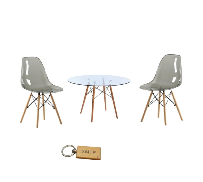 Someones In A Makro Modern 3 Piece Glass Table And Wooden Leg Chairs