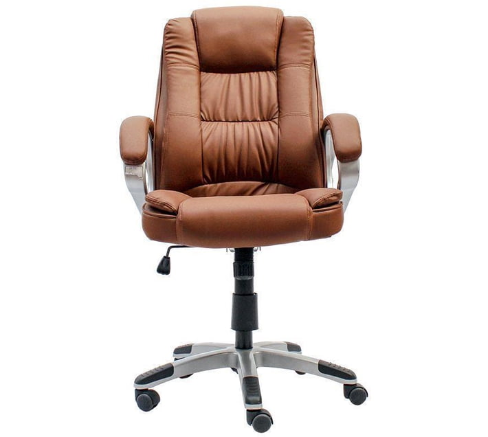 Buy SHAH's AOC Office Adjustable Arm Chair (Brown, Pre-assembled) in ...