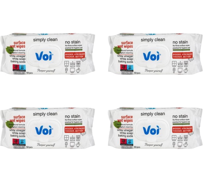 Buy Voi WET-WIPES 50PC SURFACE CLEANER (Pack of 4 x 50 Wipes per Pack ...