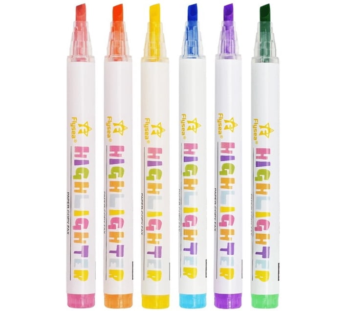 Miss Bliss Imports 6 Pack Pastel Fluorescent Highlighters Chisel 1-4mm ...