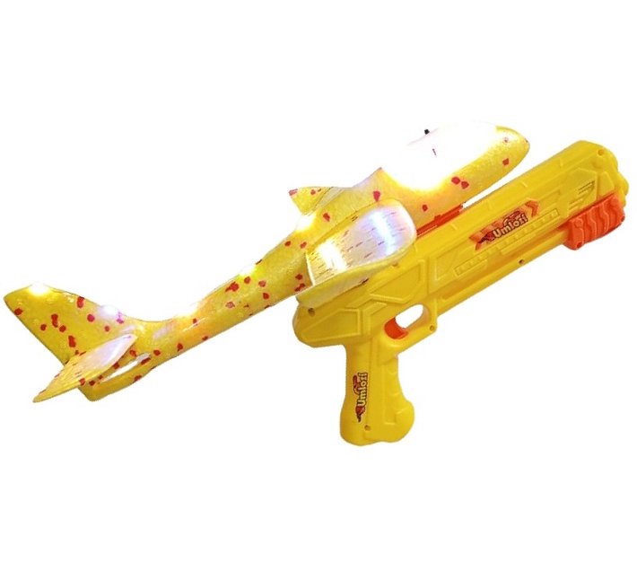 Umlozi Airplane Foam Glider & Gun Launcher - 2 Flight Modes - Yellow ...