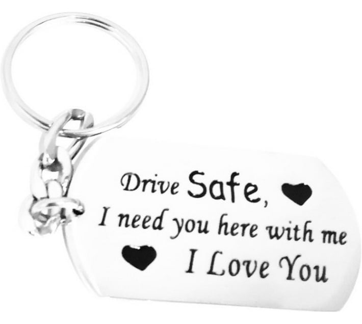 Drive Safe Keychain Solid stainless steel bulky dog tag Drive safe I ...