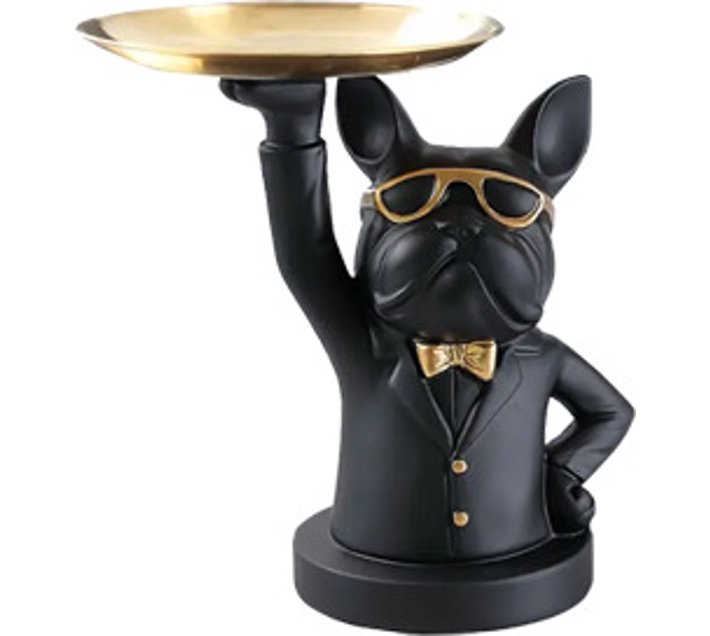 Etlamo Bulldog Statue Decorative Showpiece - 21 cm (Resin, Black) | Makro