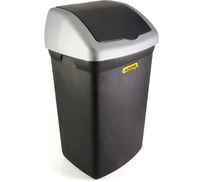WOODLY Flip Top Bin, Black, 46L Plastic Dustbin (Black) | Makro