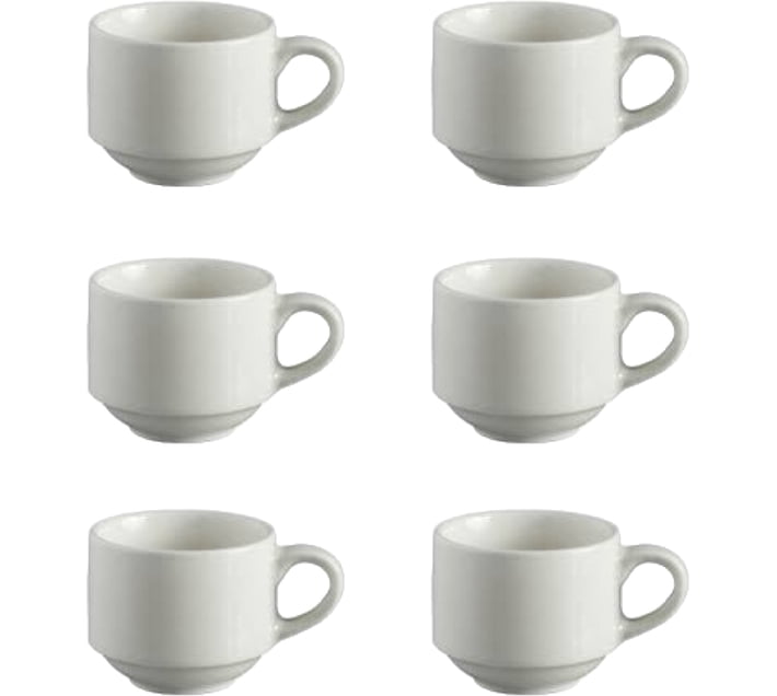 Buy Crockery Centre Pack of 6 Porcelain (White, Cup Set) in Bulk ...