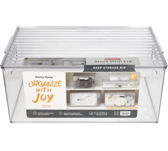 danny home HO-125 Deep Storage Bin with Lid 8inch 33.8cm Storage Box ...