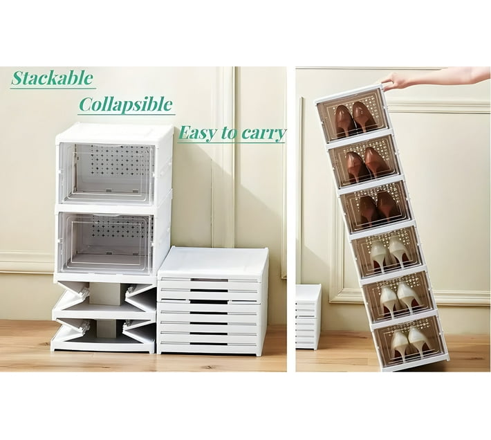 Multi-Functional 6 Layer Foldable Shoe Storage Drawer With Lids Solid ...