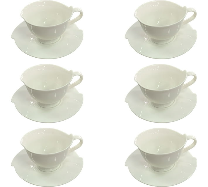 Crockery Centre Pack of 12 Porcelain (White, Cup and Saucer Set) | Makro