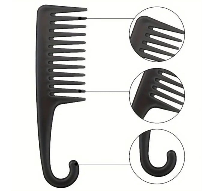 Longfield Trading-Chic Comb Shower With Hook Black 220mm () | Makro