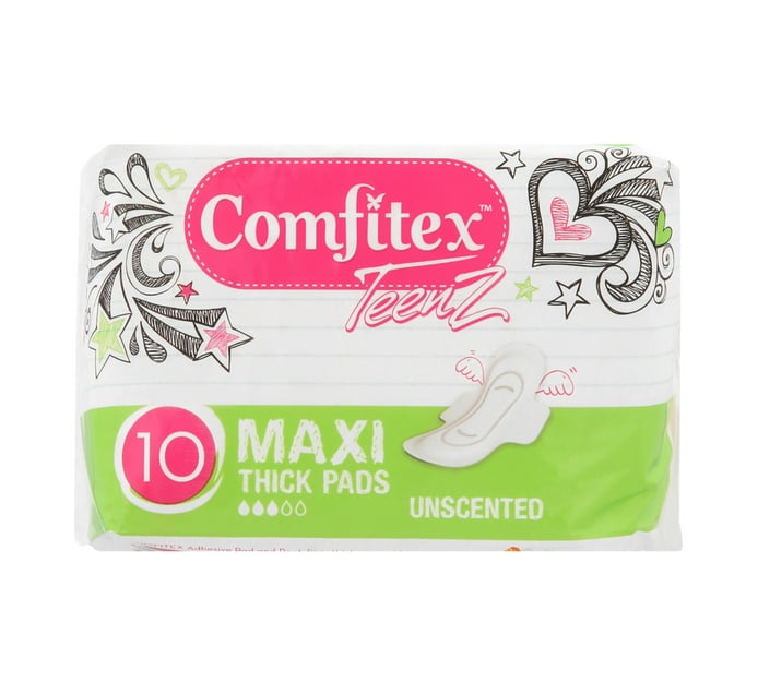 Buy Comfitex Teenz Cotton Maxi Pads Unscented (1 x 10's) in Bulk ...