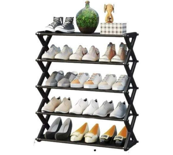 PSM Plastic Shoe Rack (Black, 5 Shelves) | Makro